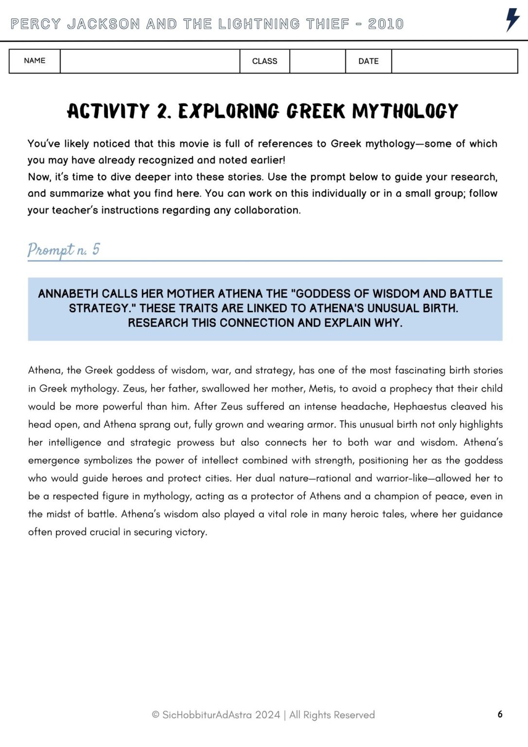 Percy Jackson Activities for Teaching Greek Mythology